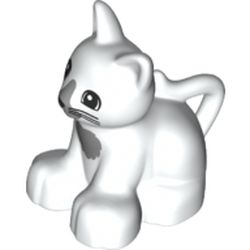 LEGO PART 17865pr0001 Duplo Animal Cat / Kitten Sitting with Gray Nose ...