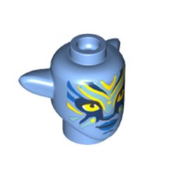 LEGO PART 1576pr0005 Minifig Head Special Alien Na'vi with Yellow Eyes, Blue/Dark Blue/Neon ...