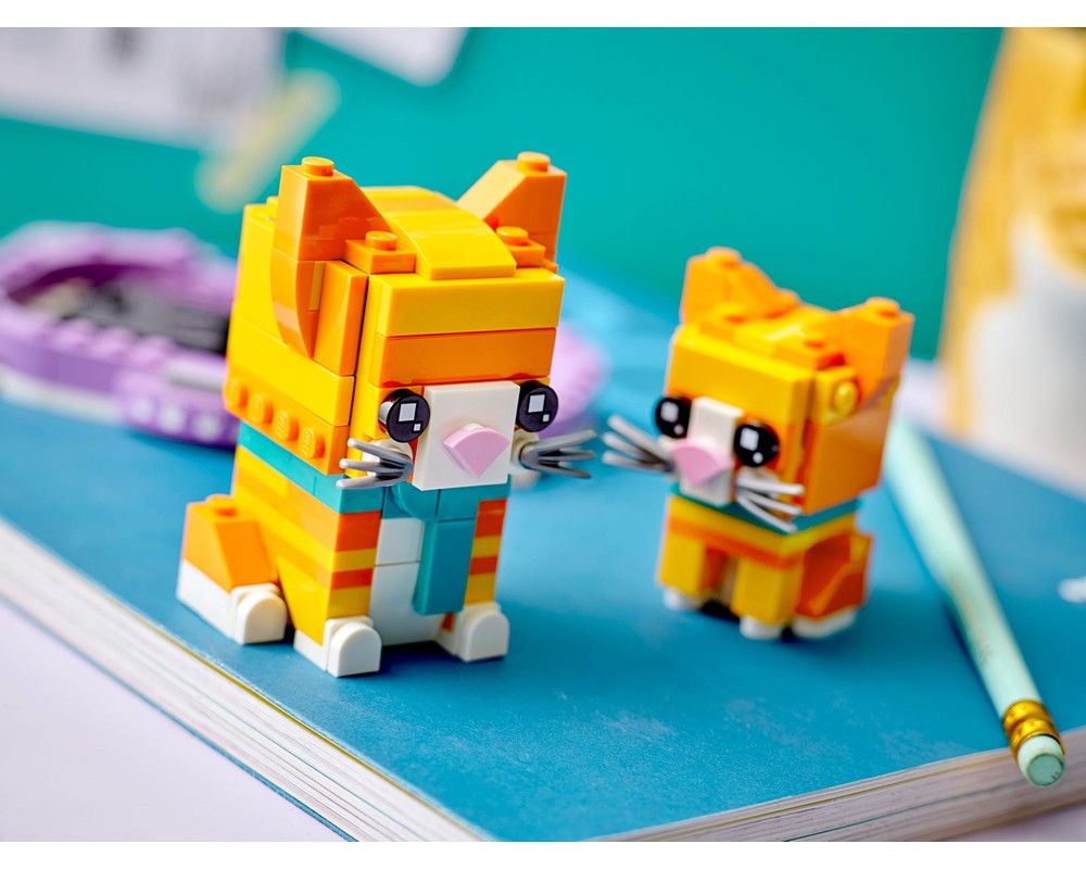 LEGO Set 40480-1 Ginger Tabby and Kitten (2021 Brickheadz ...