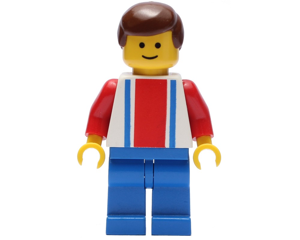 LEGO Set fig-006763 Soccer Player White Torso, Blue/Res Stripes, Blue ...