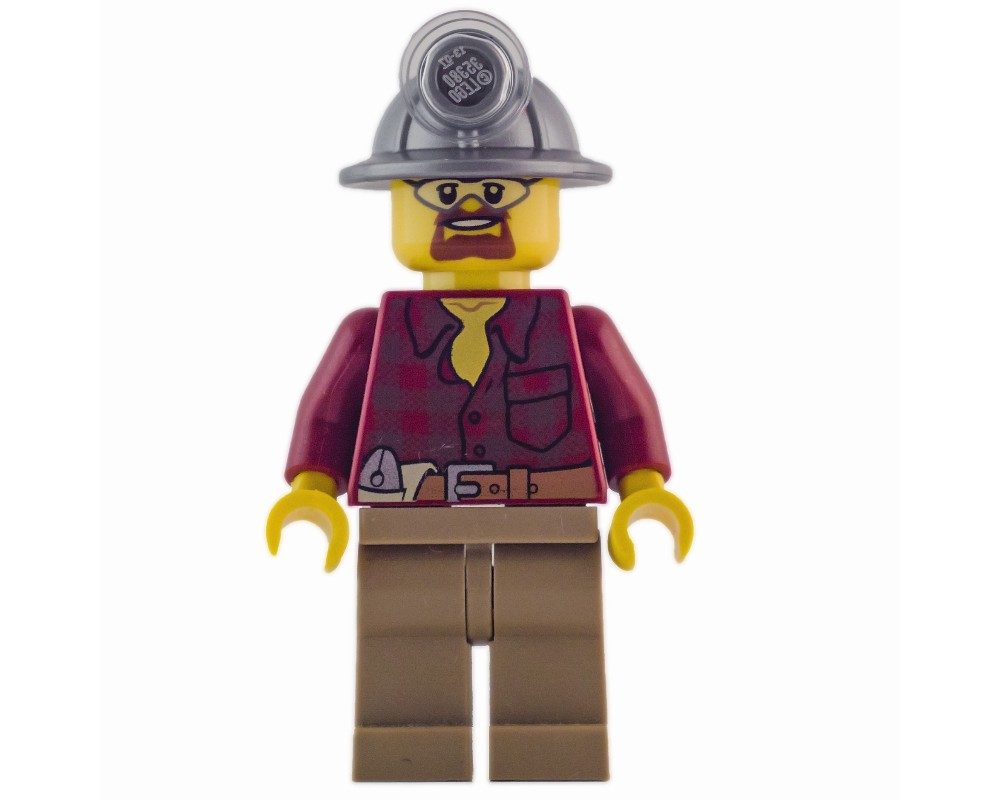 LEGO Set fig-008242 Miner, Dark Red Flannel Shirt, Dark Tan Legs ...