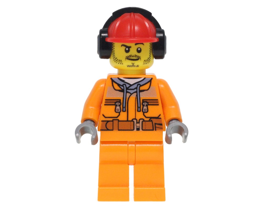 LEGO Set fig-008278 Construction Worker, Safety Jacket over Hoodie with ...